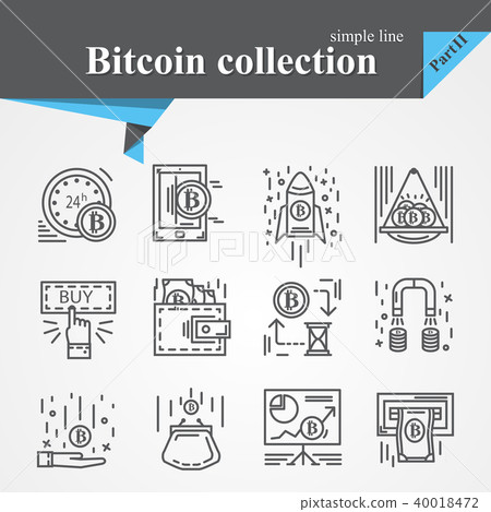 Bitcoin outline icon set - Stock Illustration [40018472] - PIXTA