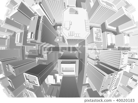 Building group City Makoto Fisheye Wide-angle... - Stock Illustration ...