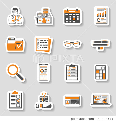 Auditing, Tax, Accounting Sticker Icons Set - Stock Illustration ...
