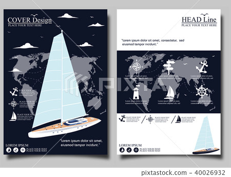 Yacht club flyer design with sail boat - Stock Illustration [40026932 ...