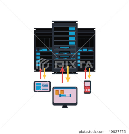 Server room and connection with computer... - Stock Illustration ...