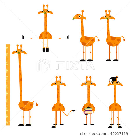 Vector cute giraffe characters set - Stock Illustration [40037119] - PIXTA