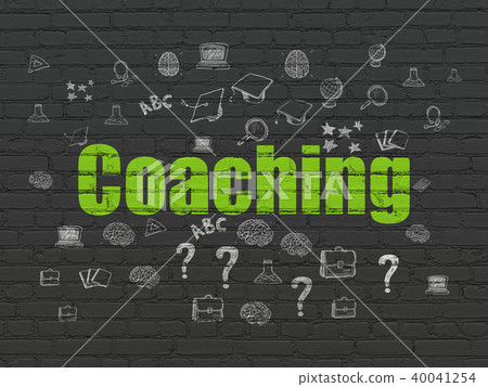Studying concept: Coaching on wall background - Stock Illustration ...