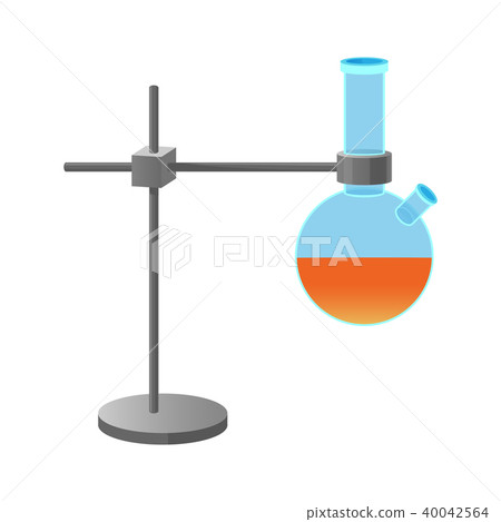 Metal Retort Stand Holding Lab Flask Illustration - Stock Illustration ...