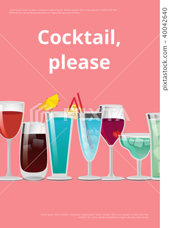 Cocktail Please Advertising Poster Alcohol Drinks - Stock Illustration ...