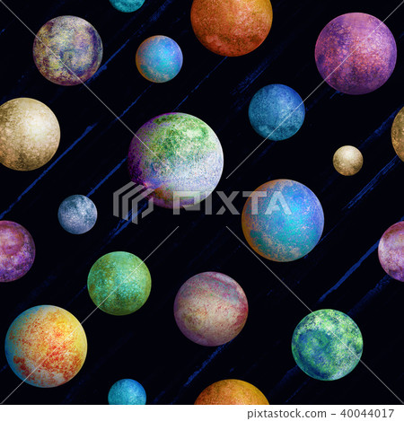Colorful watercolor planets seamless pattern - Stock Illustration ...
