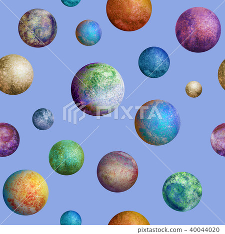 Colorful watercolor planets seamless pattern - Stock Illustration ...