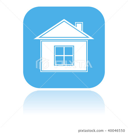 Home icon. Square blue icon of a building - Stock Illustration ...
