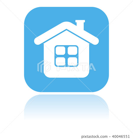 Home icon. Square blue icon of a building - Stock Illustration ...