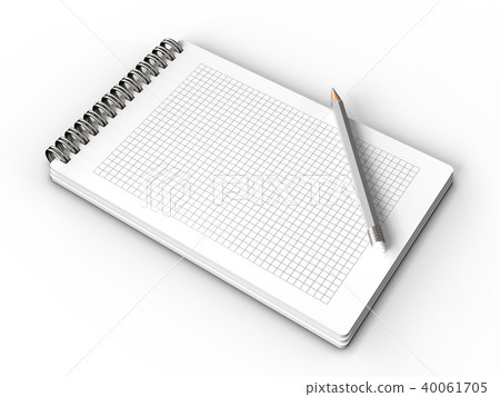 3d mockup illustration of notepad with pencil - Stock Illustration ...