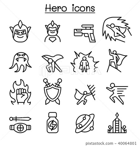 Hero icon set in thin line style - Stock Illustration [40064801] - PIXTA