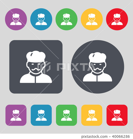 Cook icon sign. A set of 12 colored buttons. Flat - Stock Illustration ...