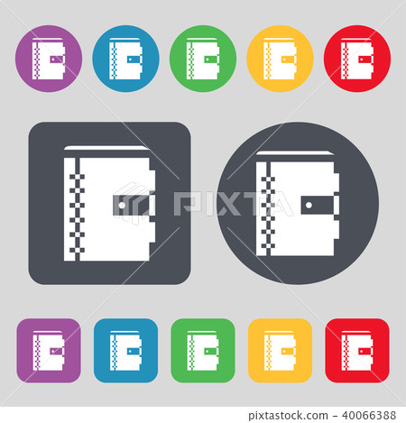 notebook icon sign. A set of 12 colored buttons. F - Stock Illustration ...