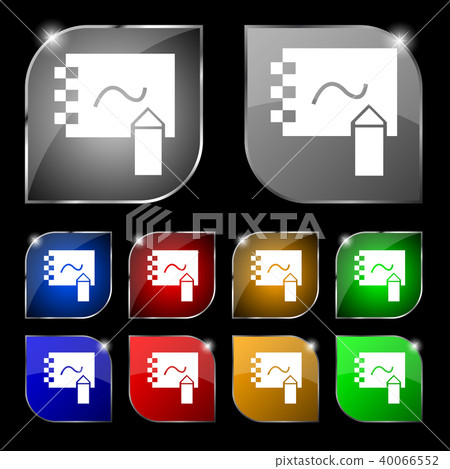 notebook Icon sign. Set of ten colorful buttons wi - Stock Illustration ...