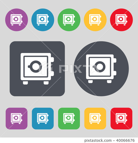 Safe icon sign. A set of 12 colored buttons. Flat-插圖素材 [40066676] - PIXTA圖庫