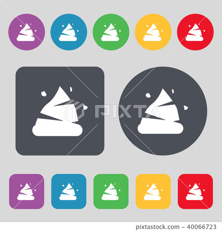Poo icon sign. A set of 12 colored buttons. Flat d - Stock Illustration ...