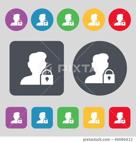 user is blocked icon sign. A set of 12 colored but - Stock Illustration ...