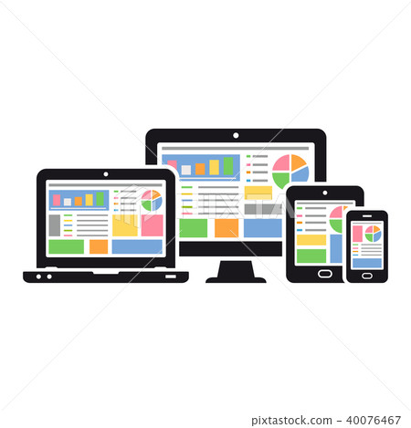 Responsive web design on different devices - Stock Illustration ...