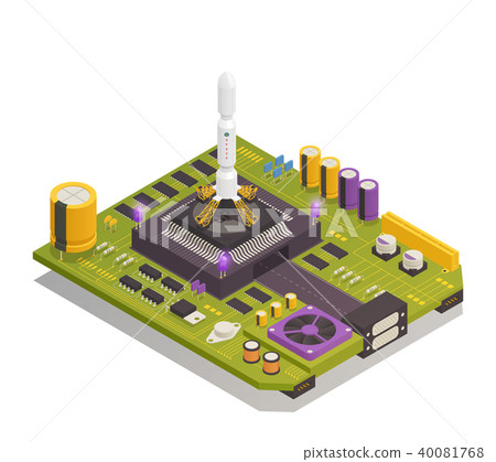 Semiconductor Electronic Components Isometric - Stock Illustration ...