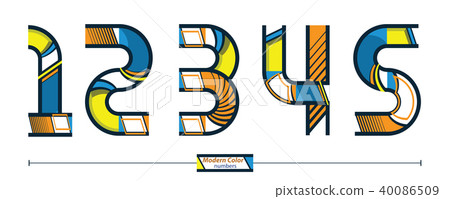 Number modern color style in a set 12345 - Stock Illustration [40086509 ...