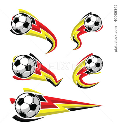 Football black yellow red and soccer symbols set - Stock Illustration ...