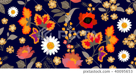 Colorful floral border with gypsy motifs. - Stock Illustration ...