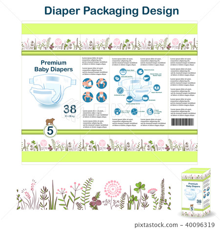 Diaper packaging design elements - Stock Illustration [40096319] - PIXTA