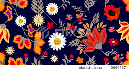 Colorful floral border with gypsy motifs. - Stock Illustration ...