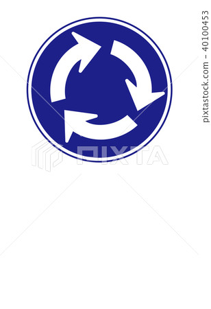 Clockwise traffic at road sign regulation... - Stock Illustration ...