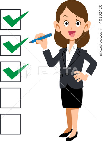 Checklist business woman smile - Stock Illustration [40102420] - PIXTA