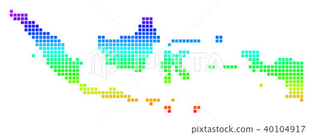 Colored Pixel Indonesia Map - Stock Illustration [40104917] - PIXTA
