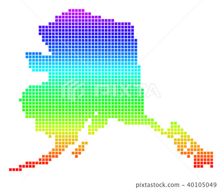 Colored Pixel Alaska Map - Stock Illustration [40105049] - PIXTA