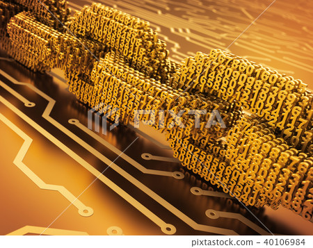 Concept Of Blockchain. Digital Chain Of... - Stock Illustration ...