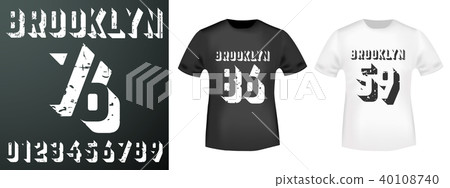 Brooklyn numbers stamp and t shirt mockup - Stock Illustration ...