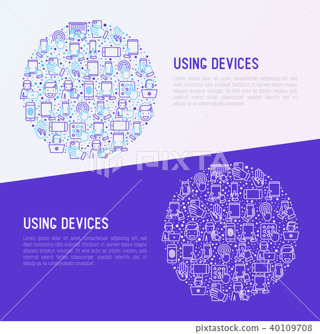 Using devices concept in circle - Stock Illustration [40109708] - PIXTA