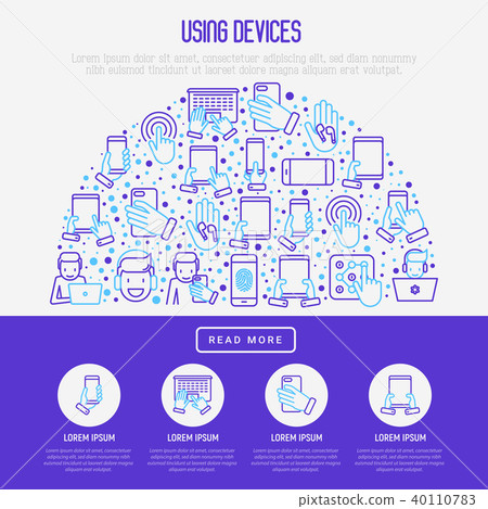 Using devices concept in half circle - Stock Illustration [40110783 ...