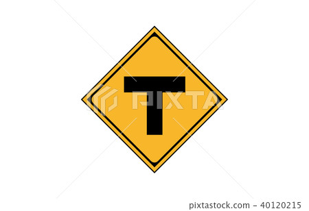 Road sign Warning T-shaped road intersection - Stock Illustration ...