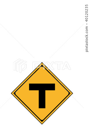 Road sign Warning T-shaped road intersection - Stock Illustration ...