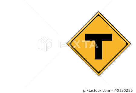 Road sign Warning T-shaped road intersection - Stock Illustration ...