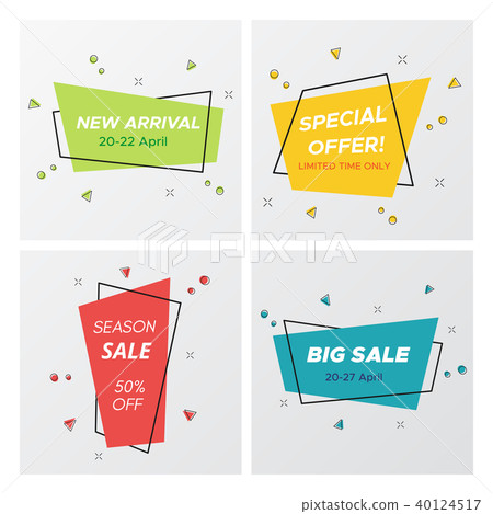 4 trendy flat sale pastel colors stickers - Stock Illustration ...