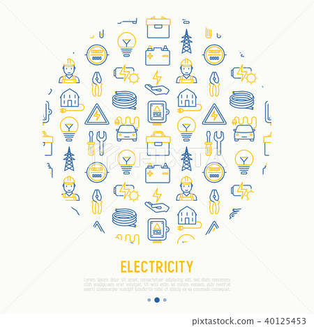 Electricity concept in circle - Stock Illustration [40125453] - PIXTA