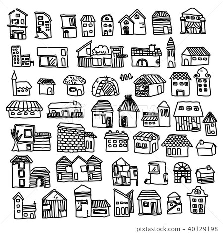 Doodle Art,Village,Building Art Drawing - Stock Illustration [40129198 ...