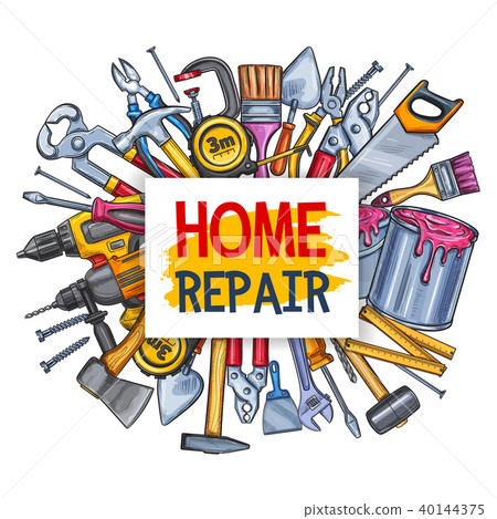 Home repair tool poster for conctruction design - Stock Illustration ...