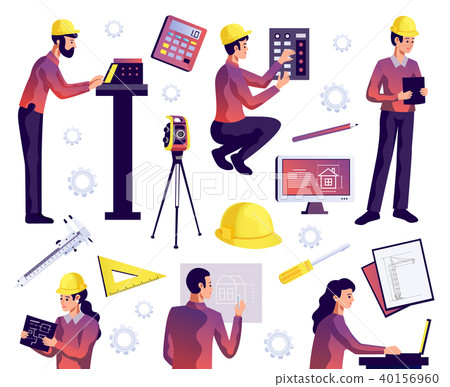 Engineering Isolated Set - Stock Illustration [40156960] - PIXTA