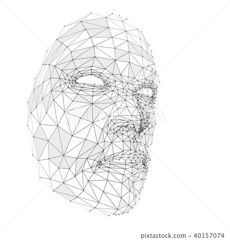 Human face consisting of lines, polygons and dots - Stock Illustration ...