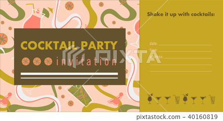 Cocktail party horizontal invitation templates - Stock Illustration ...