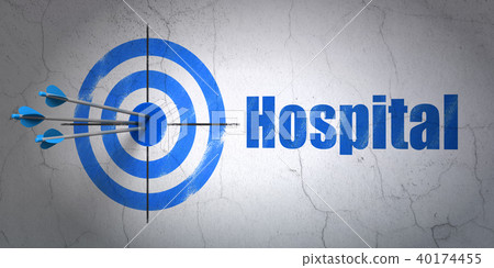 Health concept: target and Hospital on wall... - Stock Illustration ...