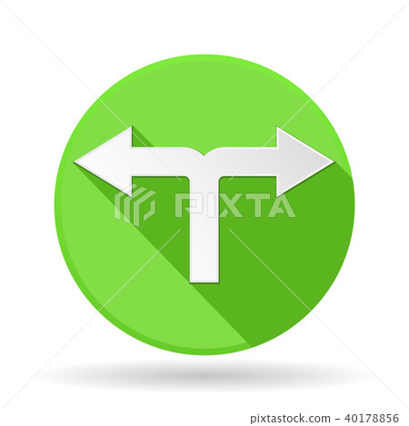 Arrows icon. Green round sign with shadow. Left... - Stock Illustration ...