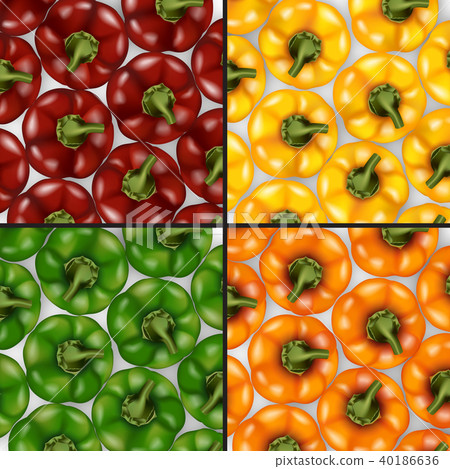 Bell pepper top view pattern set in red, yellow - Stock Illustration ...