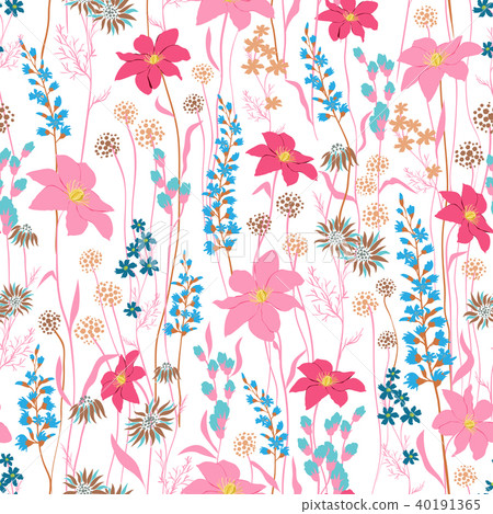 Seamless Pattern wind blow flowers, Isolated on... - Stock Illustration ...